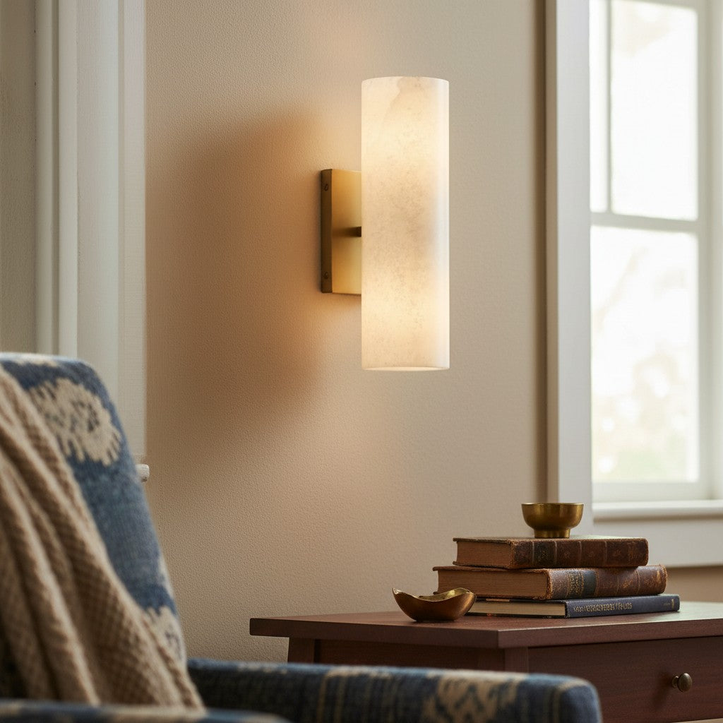 Elegant Alabaster Column Wall Light